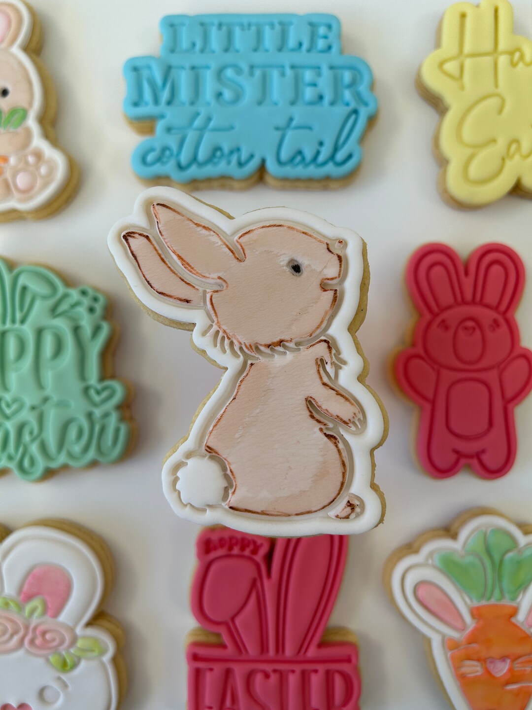 Easter Bunny Cookie Cutter and Embosser Set Easter Cookie Stamp - Etsy