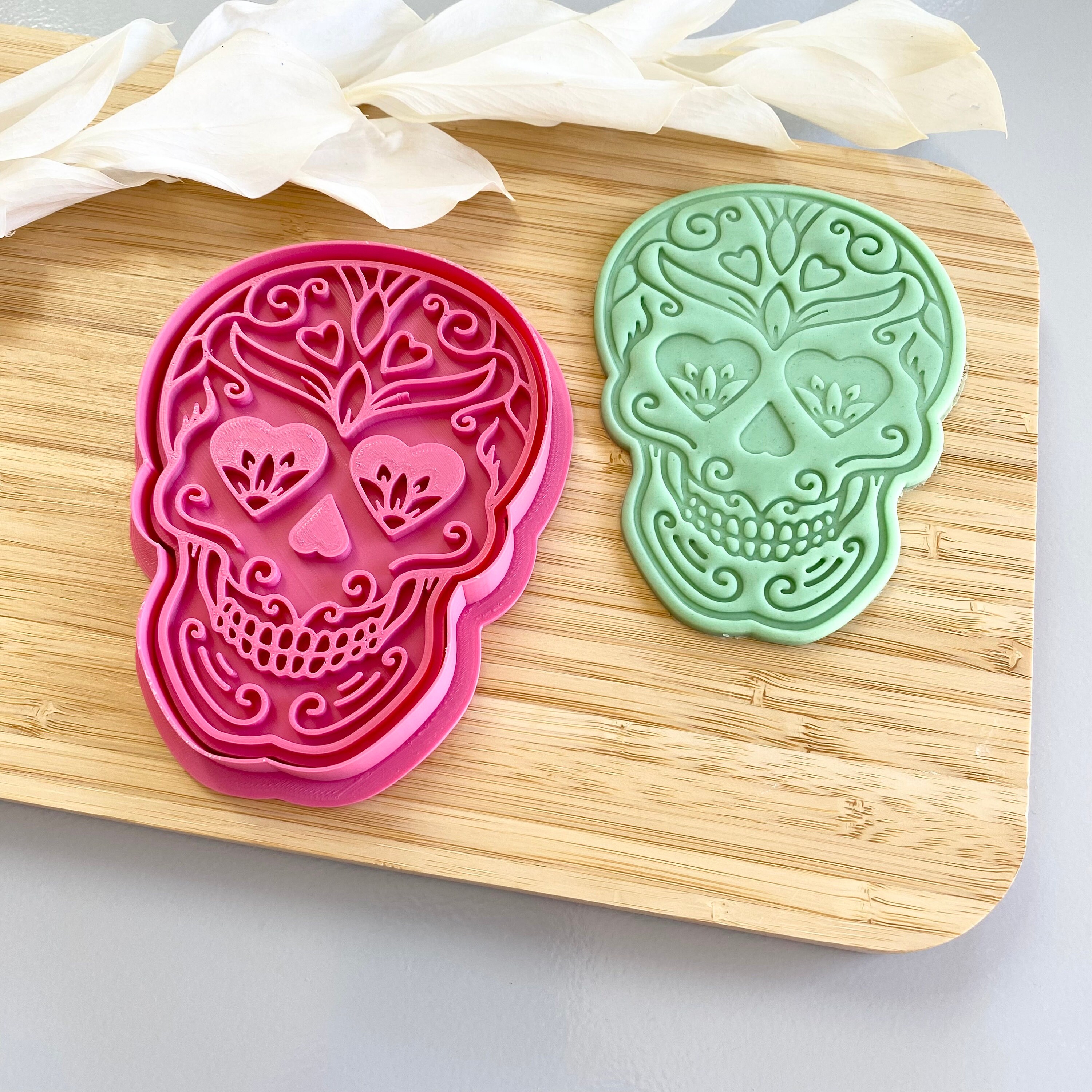 Jumbo Halloween Sugar Skull Cookie Cutter and Embosser Set - Halloween ...