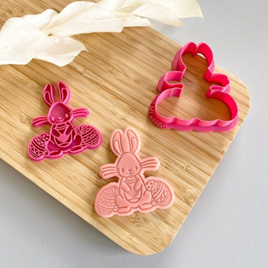 Easter Bunny Cookie Cutter and Embosser Set Easter Cookie Stamp - Etsy