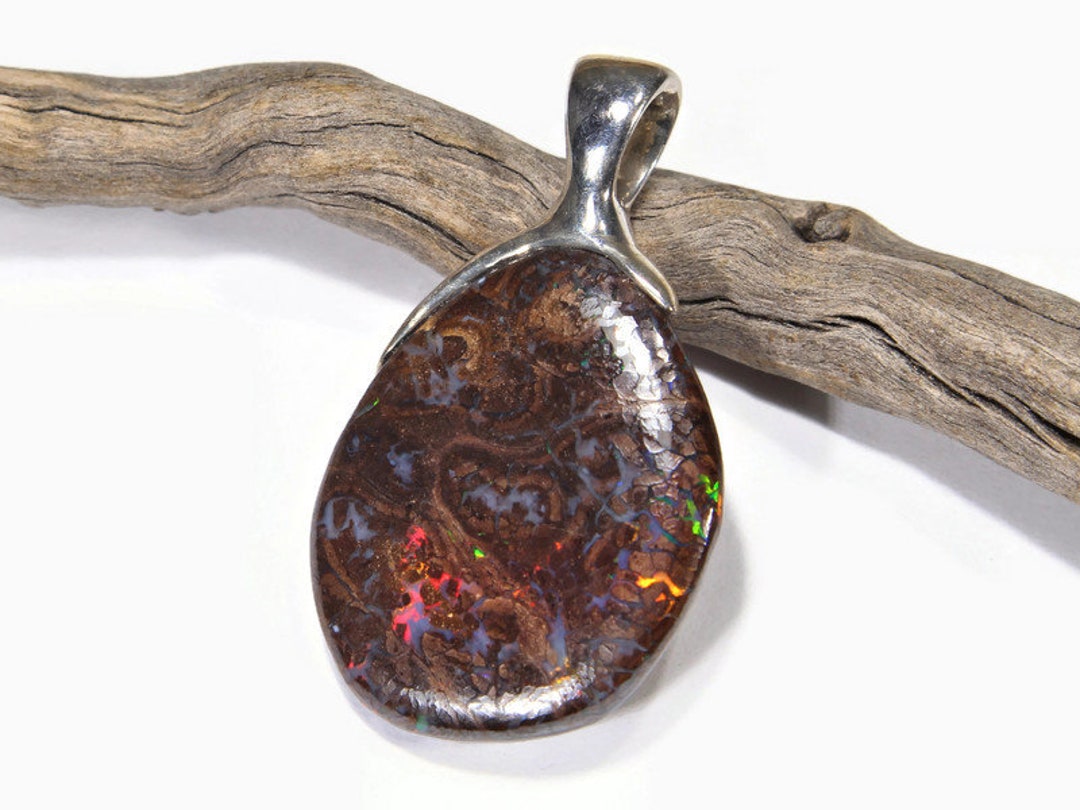 Handmade Boulder Opal Pendant in 925 Silver, a Unique Piece Crafted ...