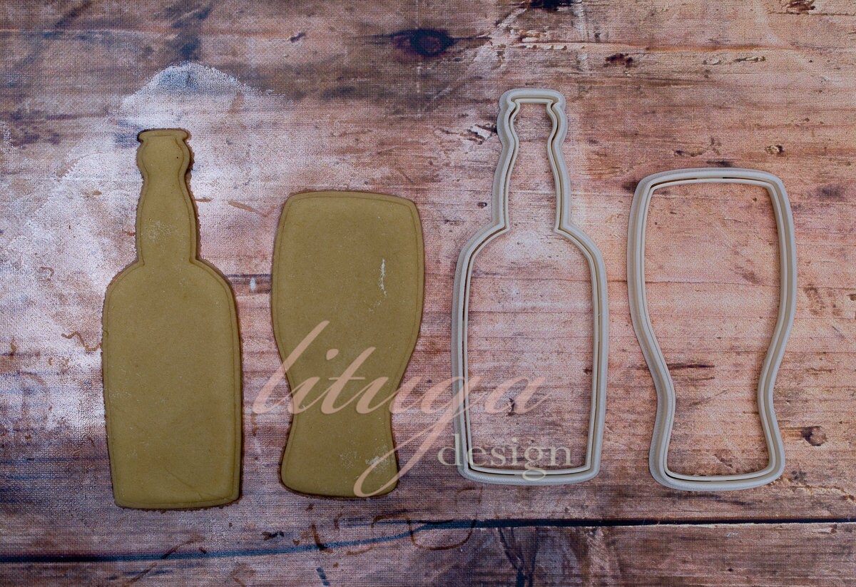 Beer Glass And Beer Bottle Cookie Cutter Set Of 2 Cutters Etsy