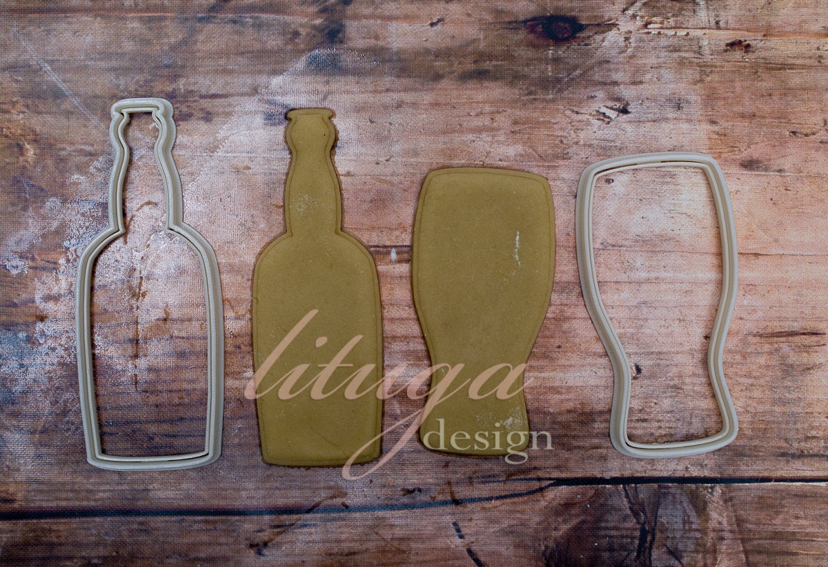Beer Glass And Beer Bottle Cookie Cutter Set Of 2 Cutters Etsy