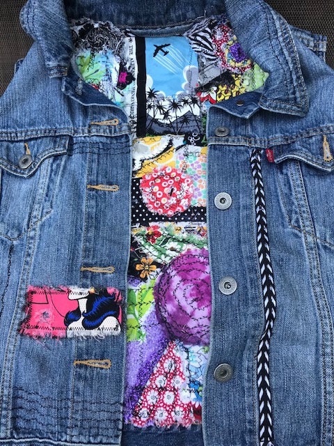 DENIM VEST. One of a Kind Upcycle Unique Design ~ Patched Denim - Etsy
