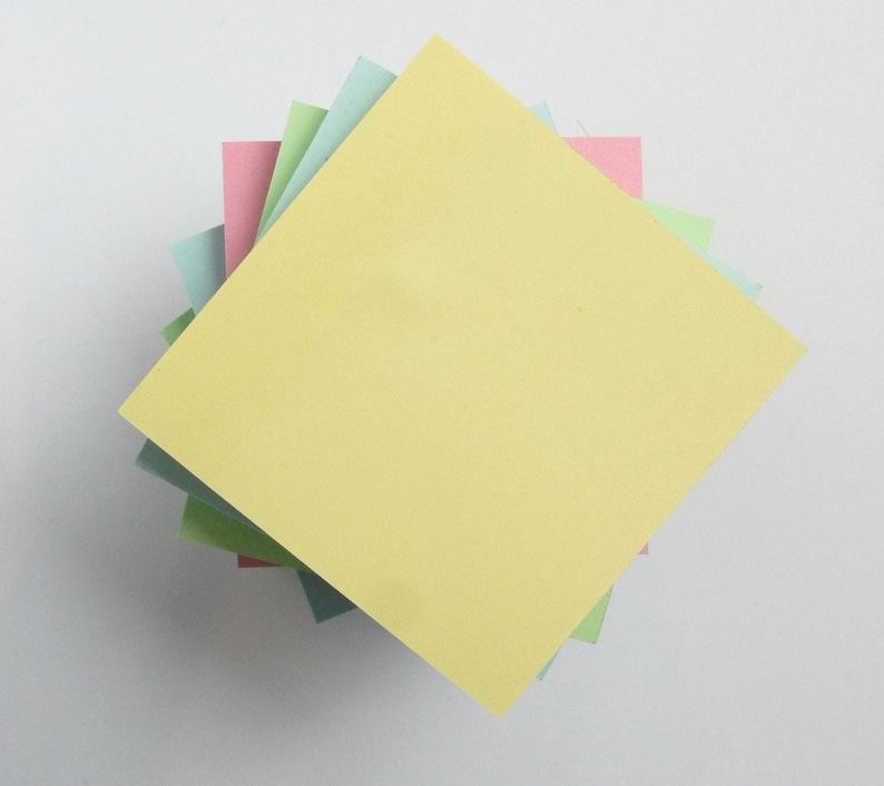 2 Square Sticky Note Pads / 76x76mm 3"x3" / 100 Pages Each of Pastel ...