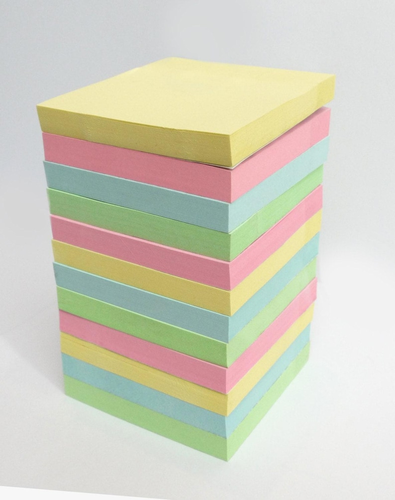 2 Square Sticky Note Pads / 76x76mm 3"x3" / 100 Pages Each of Pastel ...