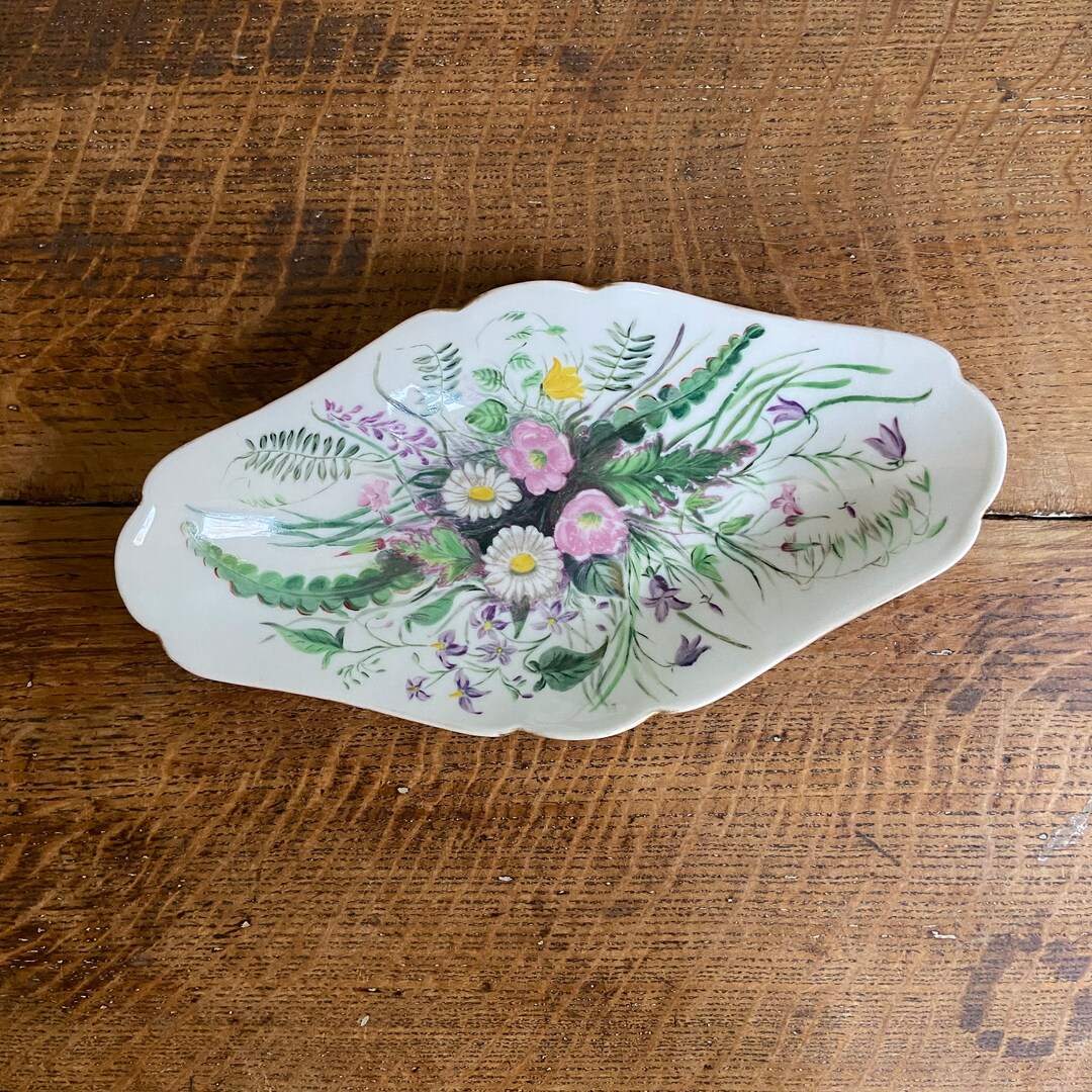 Beautiful Vintage Hand Painted Floral Bon Bon Trinket Ring Dish - Etsy