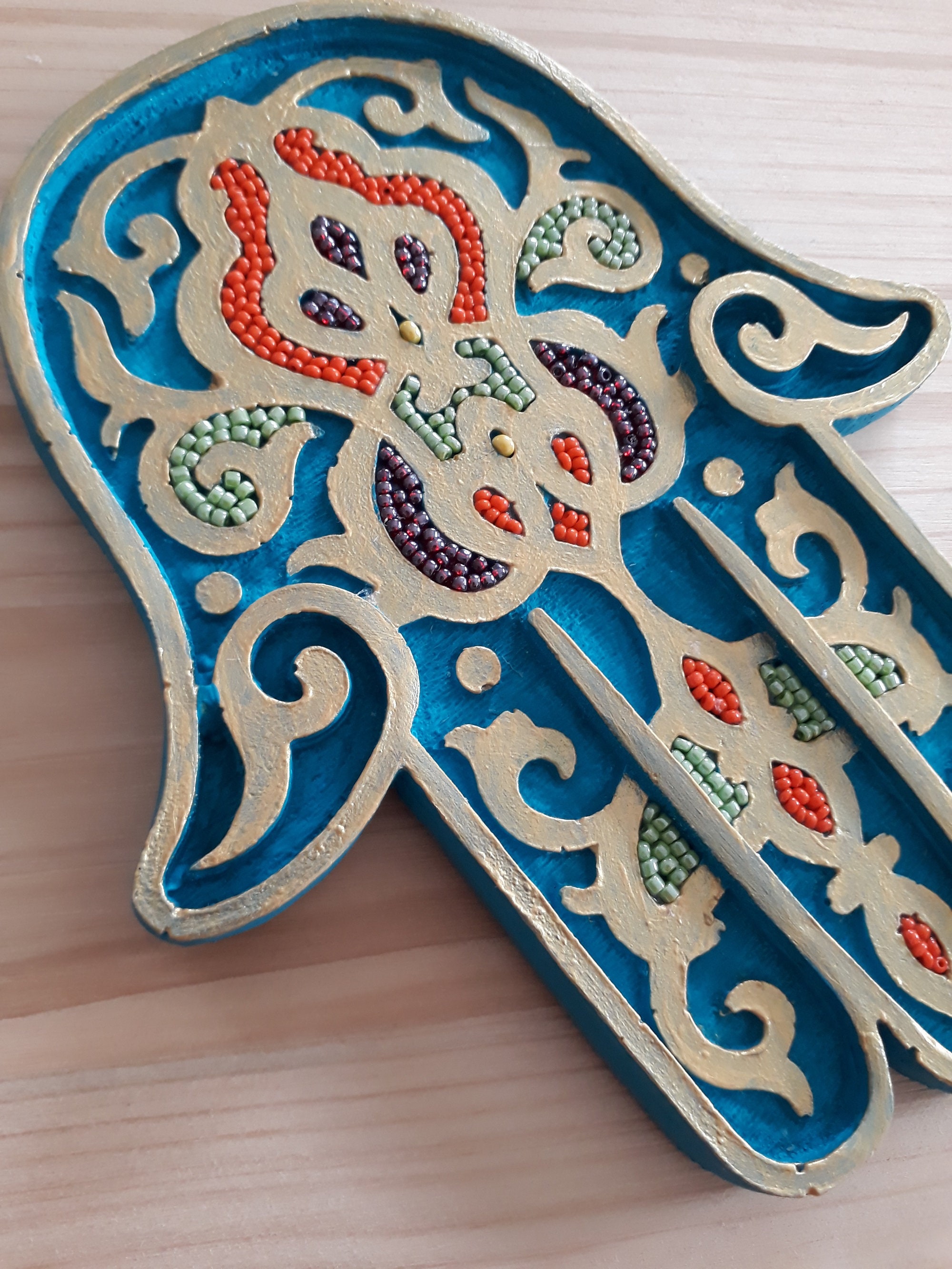 Turquoise Hamsa Wall Decor, Hamsa Wall Art, Hand of Fatima Decor, Gift ...