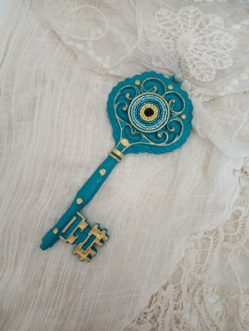 Turquoise Key Wall Decor, Evil Eye Wall Art, Key Gift for Home, Gift ...