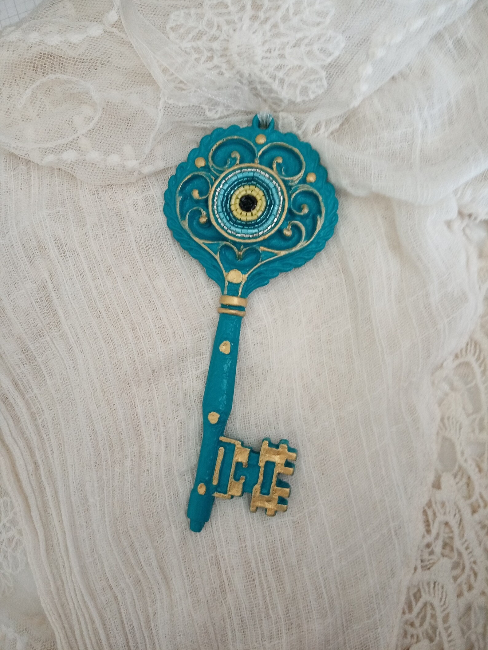 Turquoise Key Wall Decor, Evil Eye Wall Art, Key Gift for Home, Gift ...
