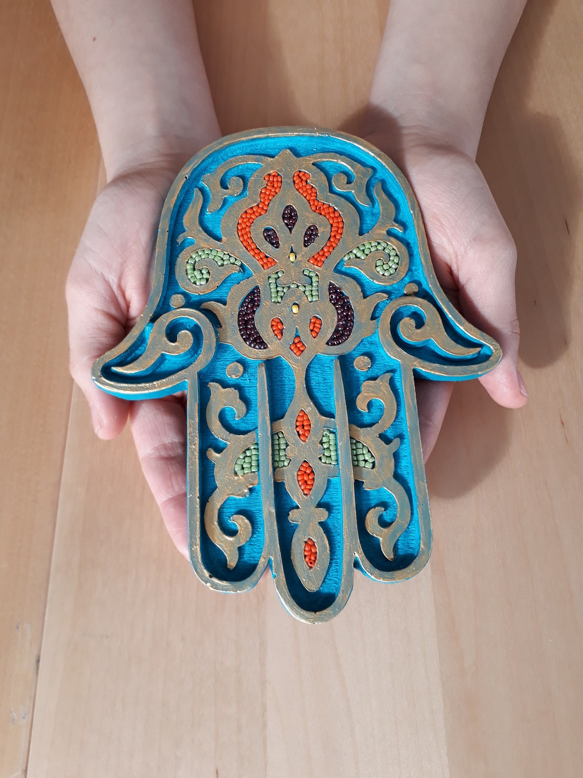 Turquoise Hamsa Wall Decor, Hamsa Wall Art, Hand of Fatima Decor, Gift ...