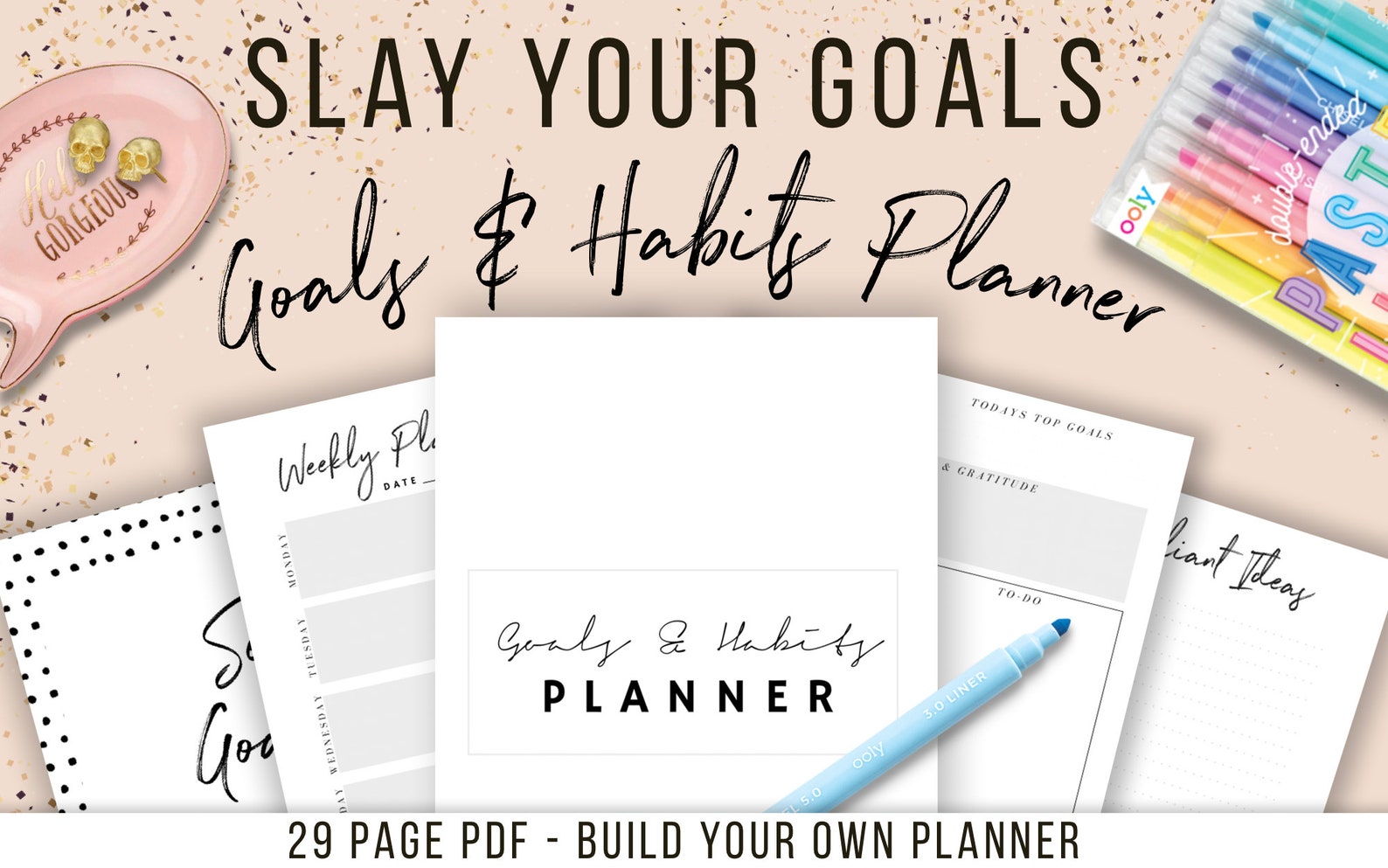 Goals Planner Slay Your Goals: Goals & Habits Planner - Etsy