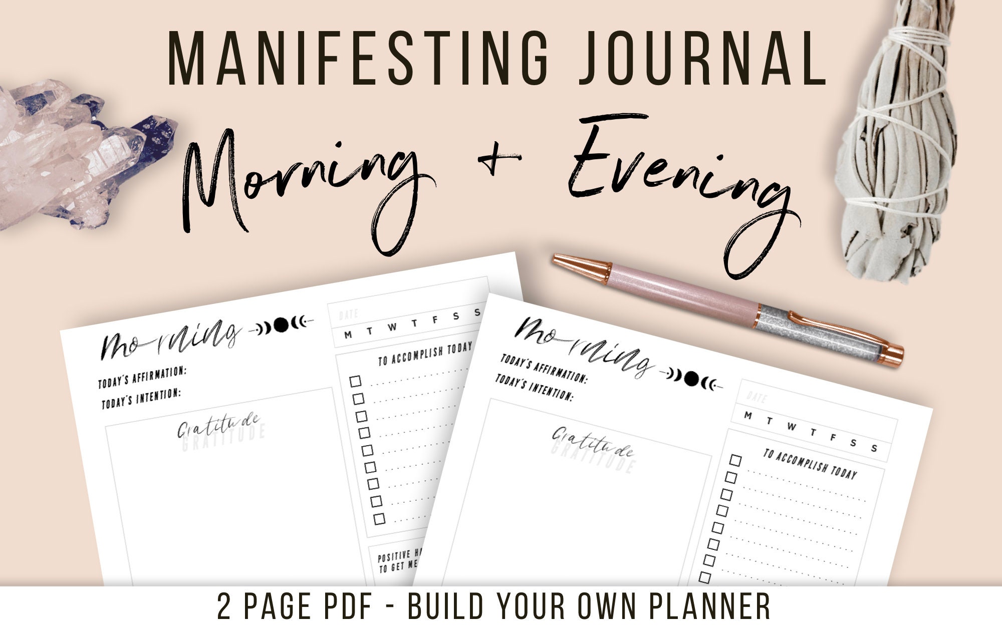 Gratitude Journal Manifesting Journal Morning & Evening - Etsy Australia