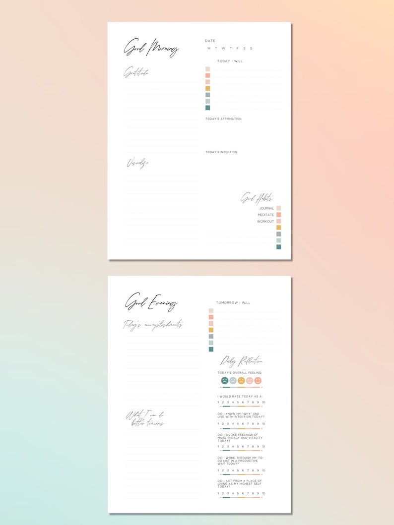 Gratitude Journal Manifesting Journal Morning & Evening | Etsy