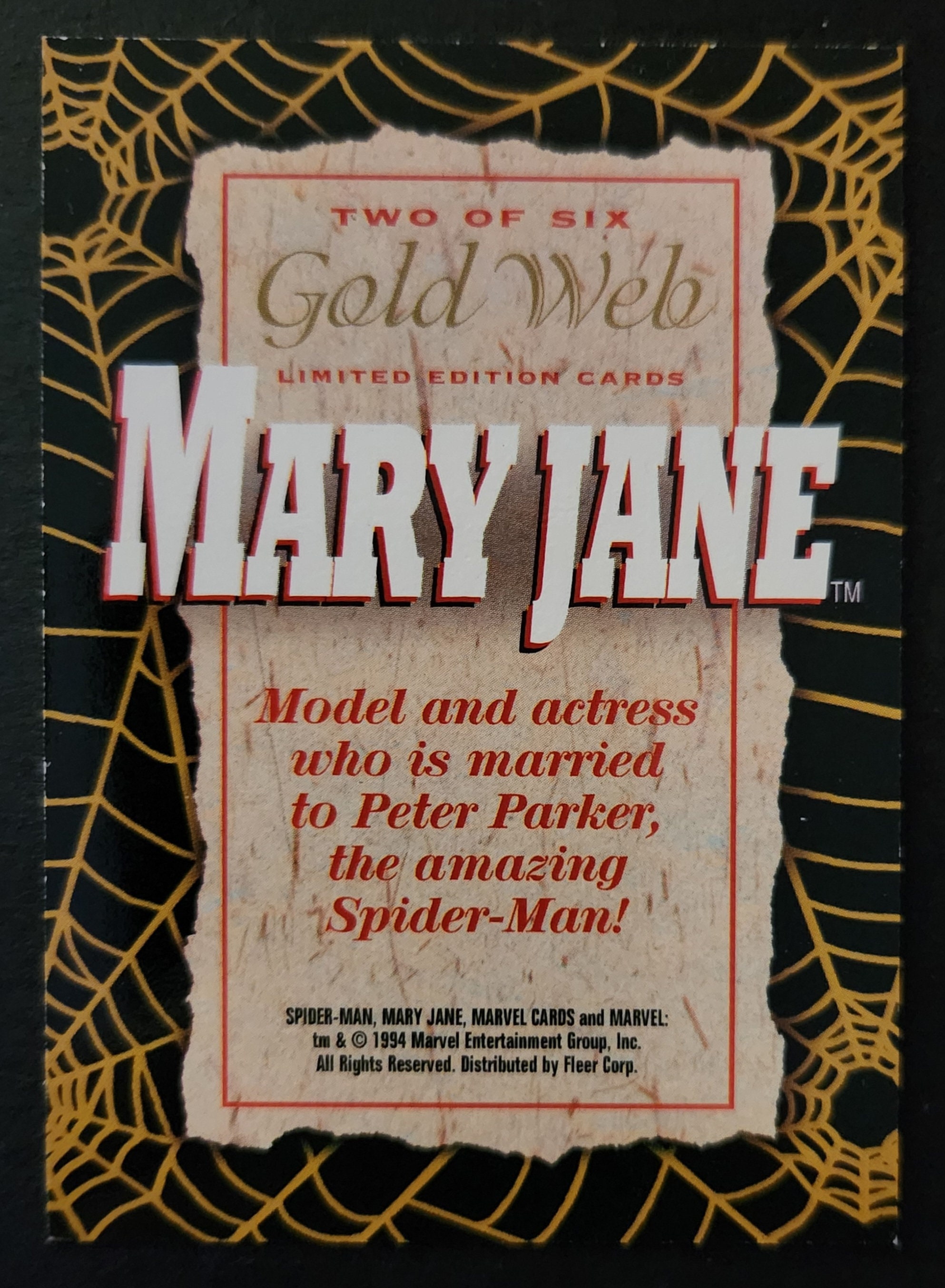 1994 Fleer Marvel the Amazing Spider-man Mary Jane Gold Web - Etsy