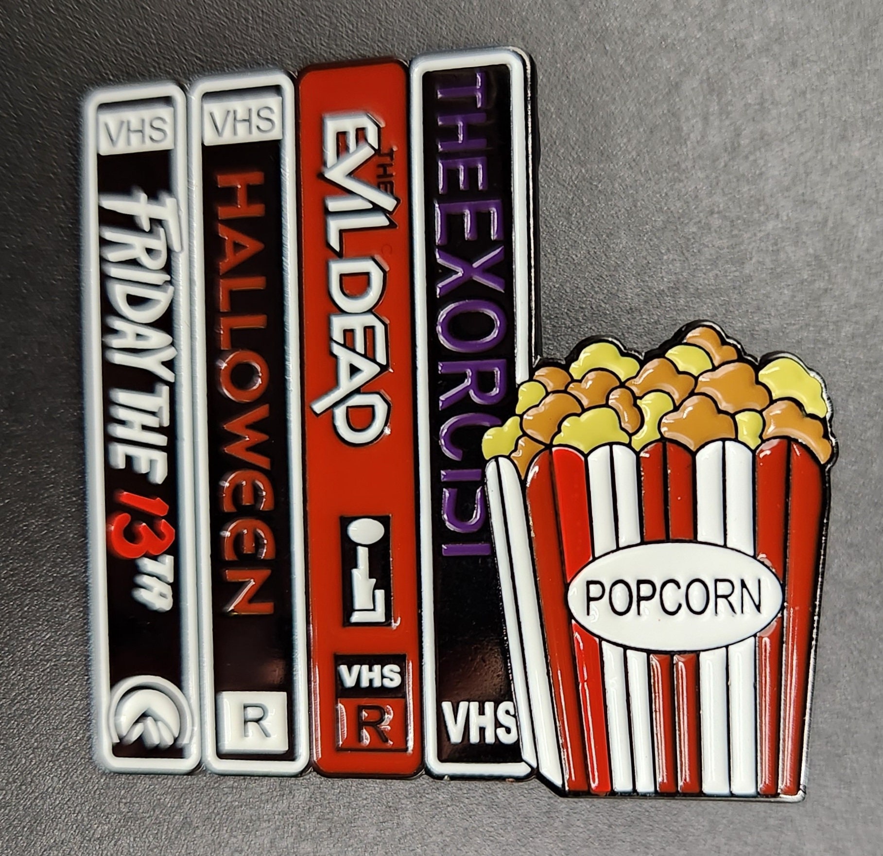 80s Horror Movie Inspired Popcorn Pin/friday the 13th/evil Dead/the ...