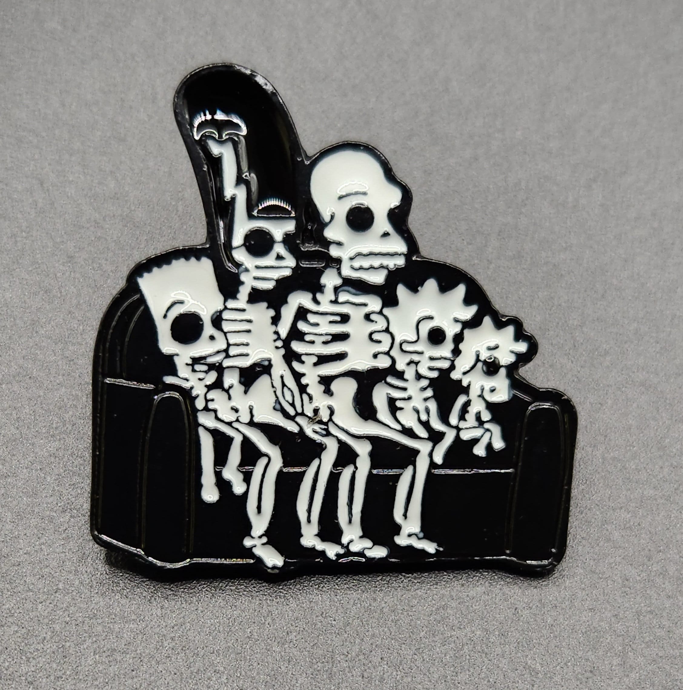 Simpsons Inspired Skeleton Family on Couch Pin - Etsy
