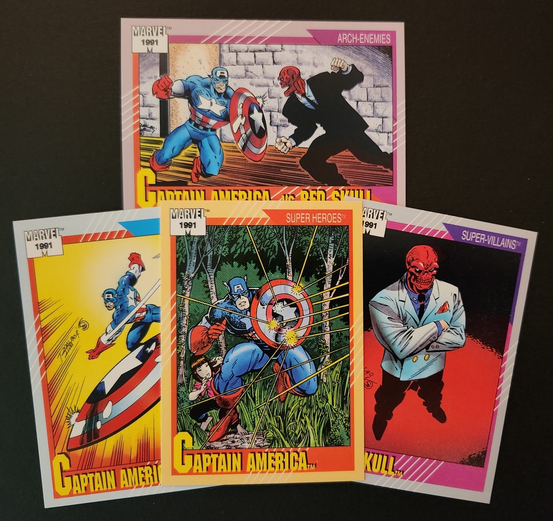 1991 Impel Marvel Universe Captain America and Red Skull Lot of 4 Cards ...
