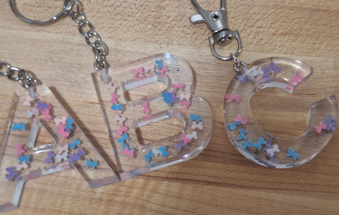 Hand Crafted Colorful Bows Alphabet ABC Letters Keychain or Necklace ...