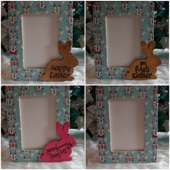 Farmhouse Bunny Faces Decoupage Photo Picture Frame / | Etsy