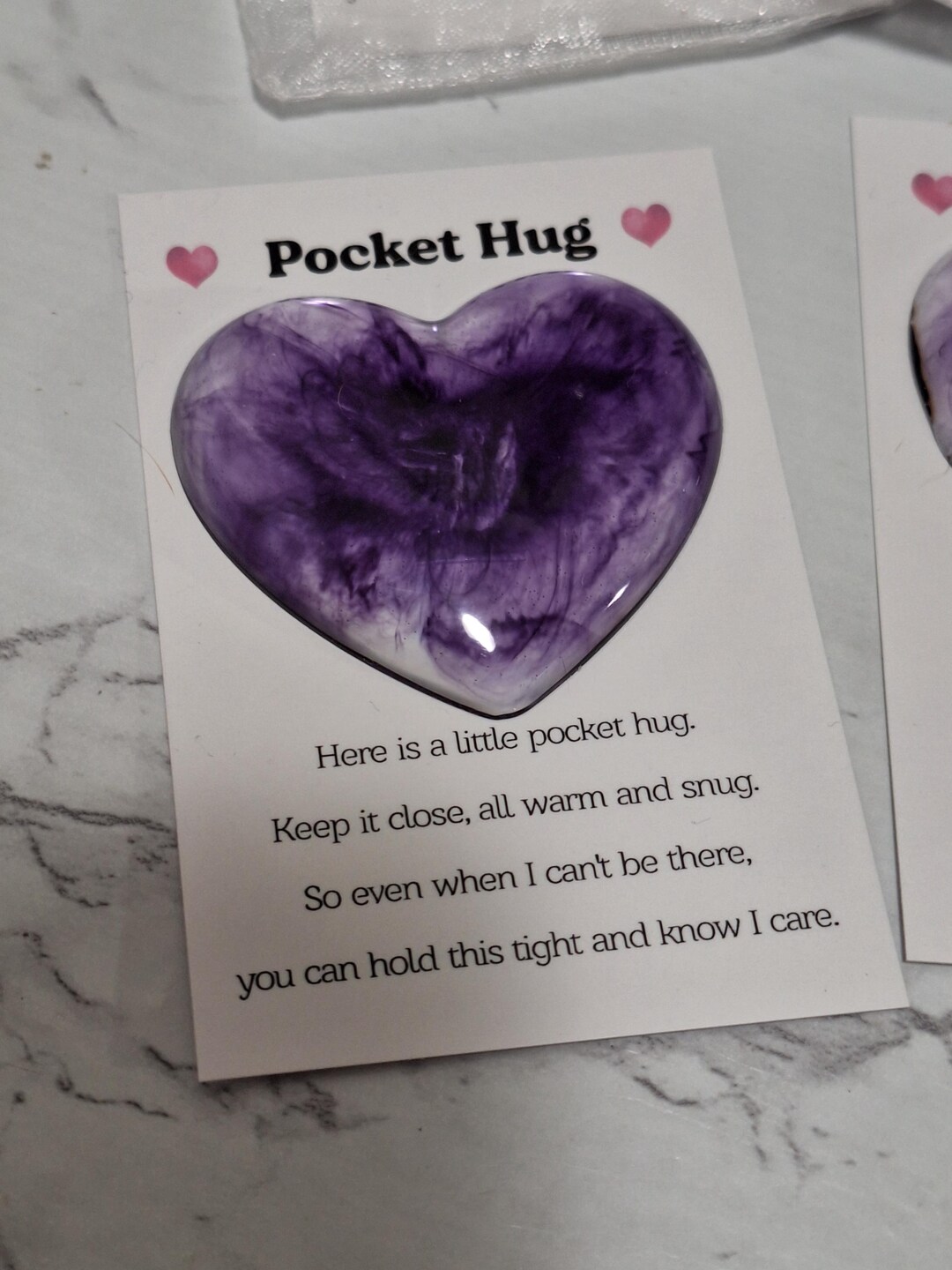 Handmade Resin Purple Tie Die Pocket Hug / Heart / Purple Heart ...