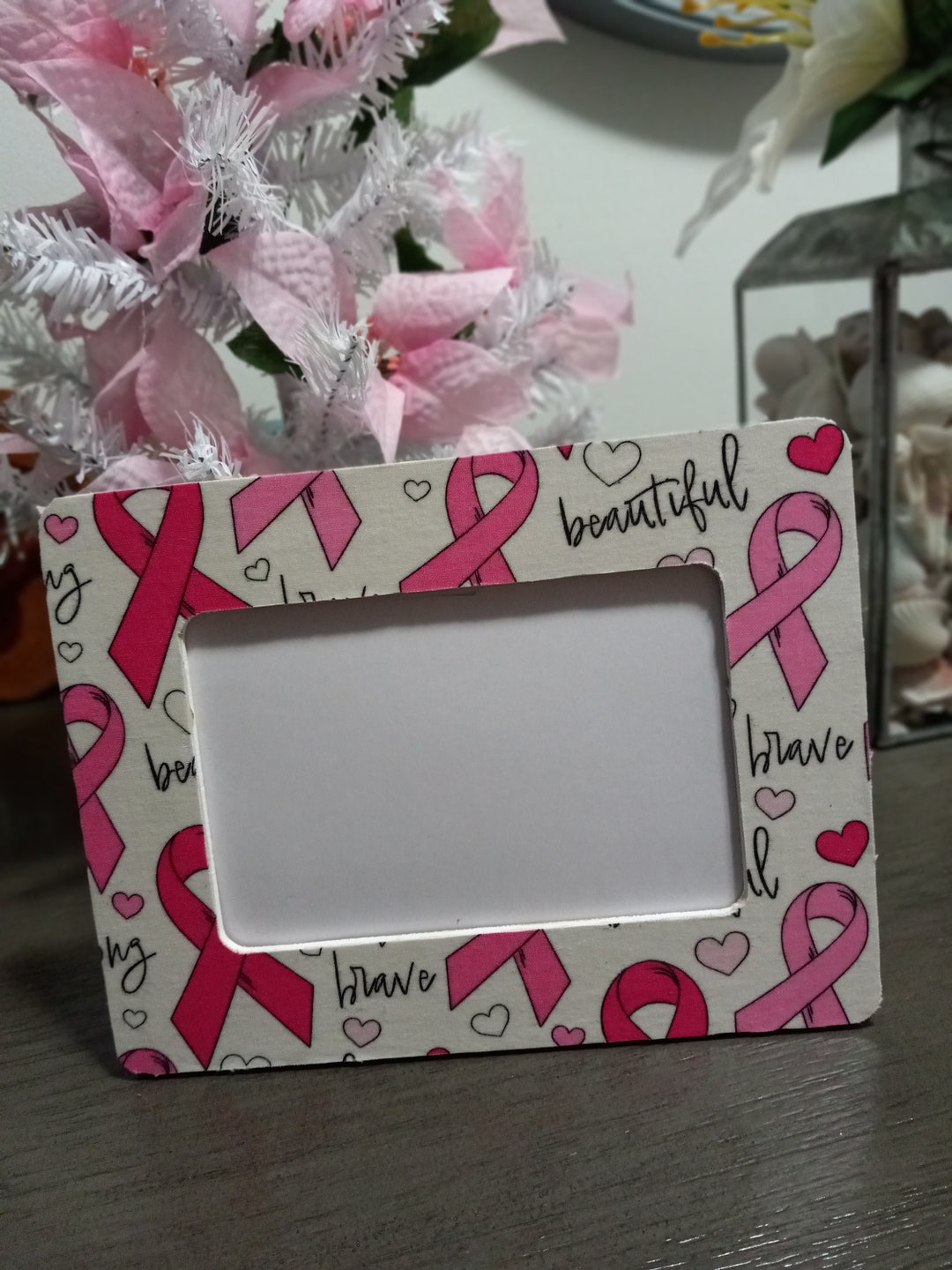 Handcrafted Breast Cancer Awareness Theme 4" X 6" Desktop Wood ...