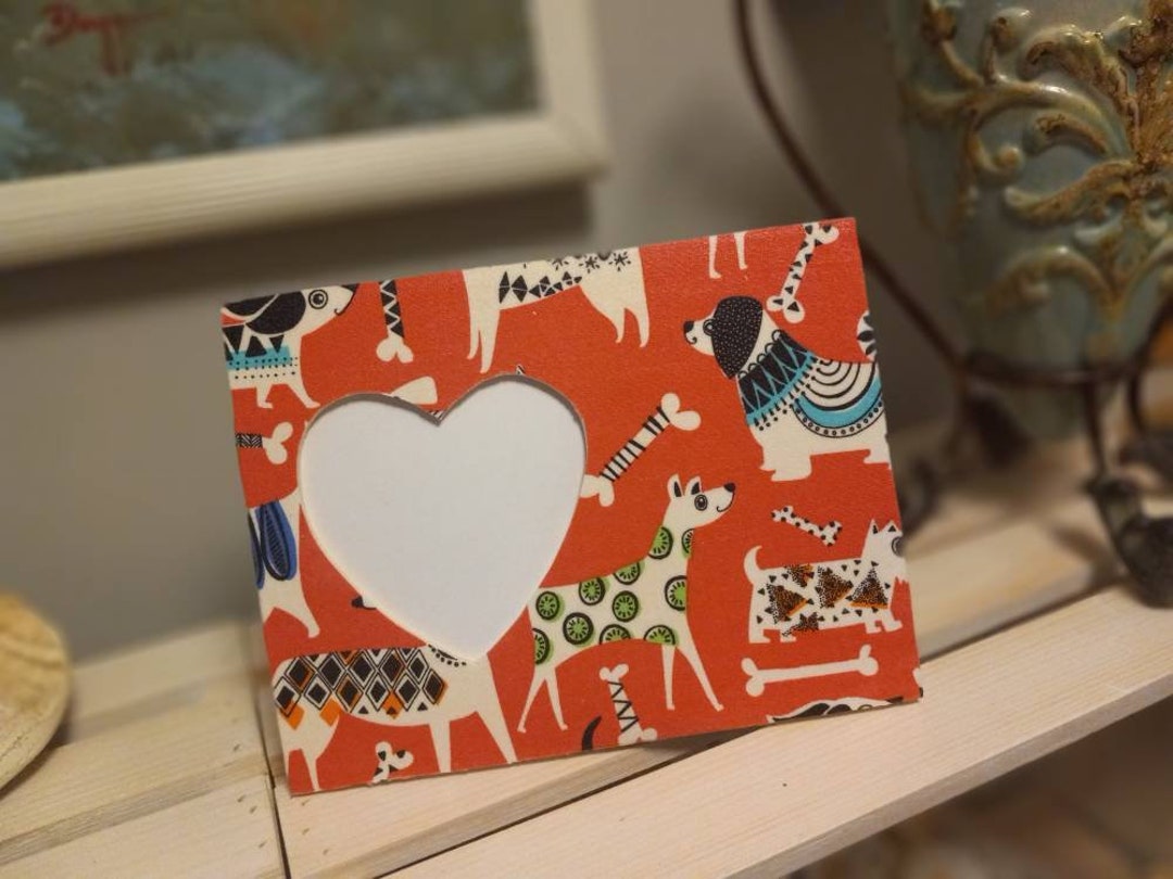 Dog & Bones Rustic Decoupage Wood Heart Picture Photo Frame / - Etsy
