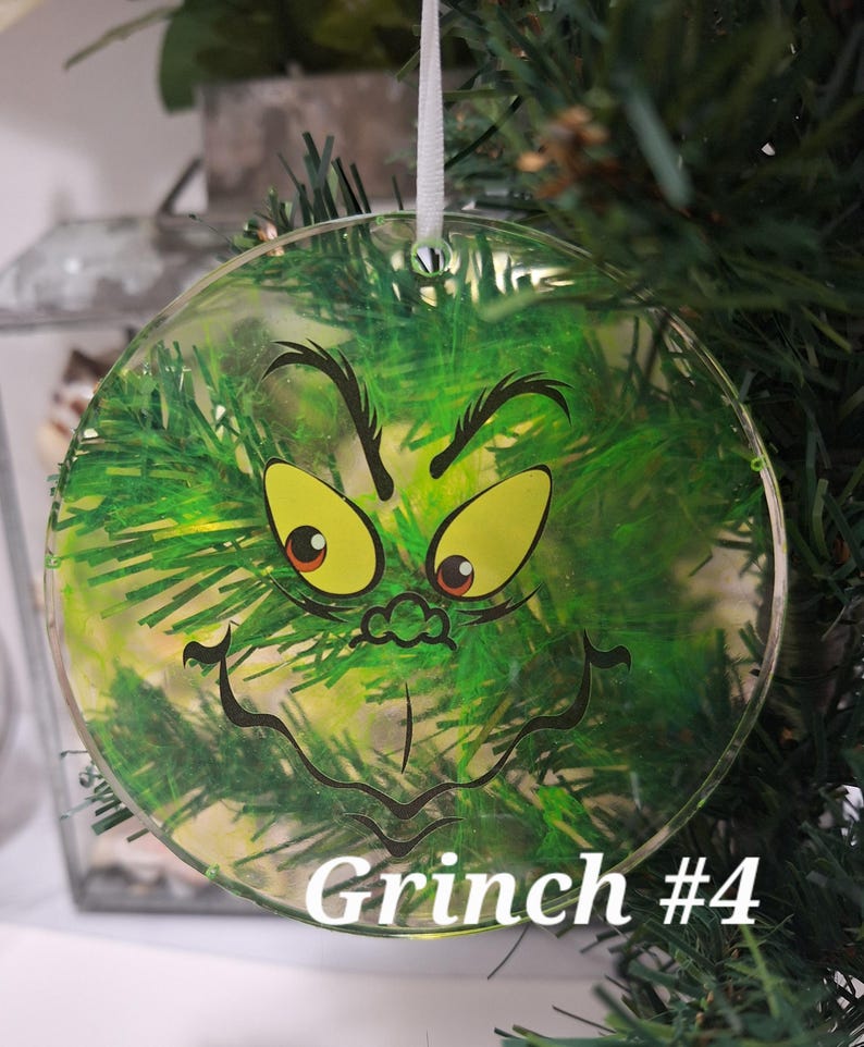 Handmade Resin Art Funny Grinch Christmas Ornament / Grinch Suncatcher ...
