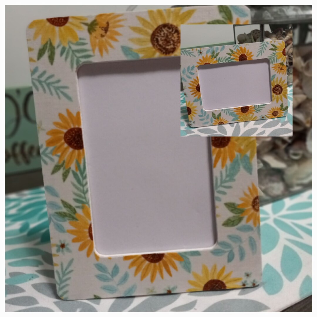 Rustic Sunflower Wood Decoupage Photo Picture Frame / - Etsy