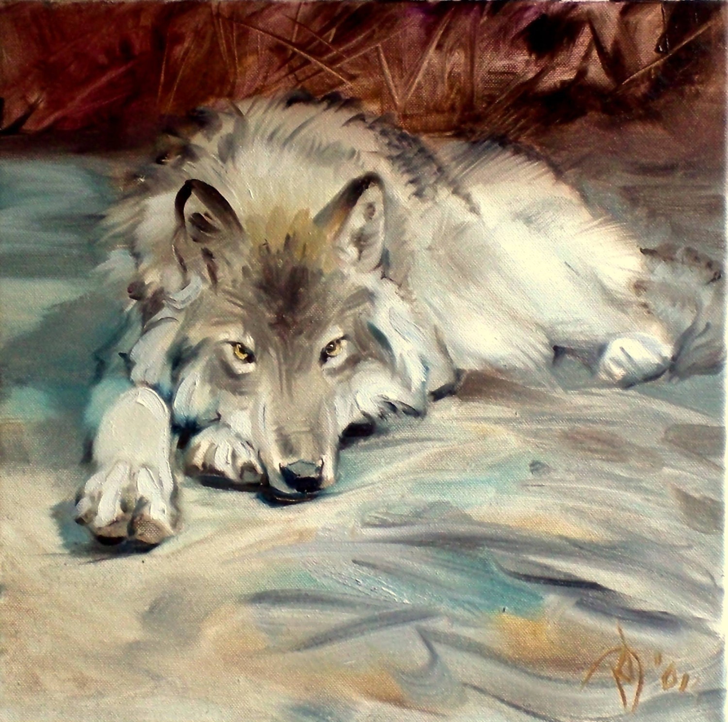 Wolf Painting-oil on Canvas - Etsy