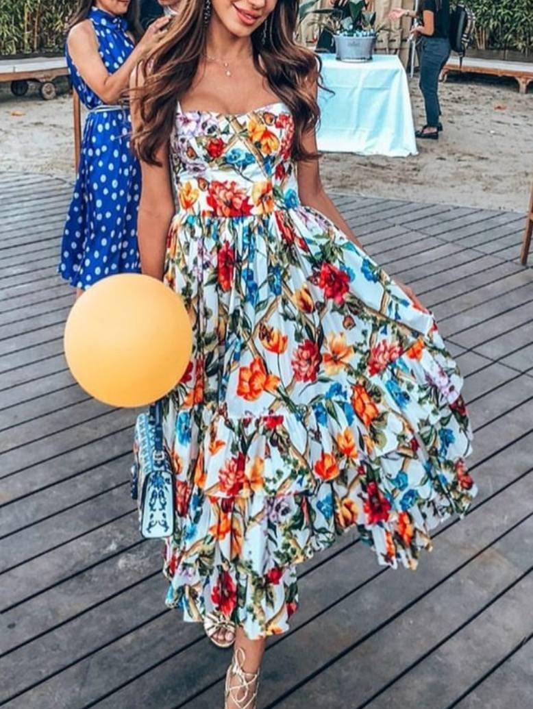 Floral midi dress spring summer cotton custom | Etsy