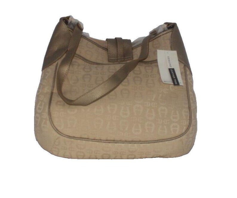 Vintage Etienne Aigner Logo Hobo Bag Camel Canvas Matching Wallet Purse ...