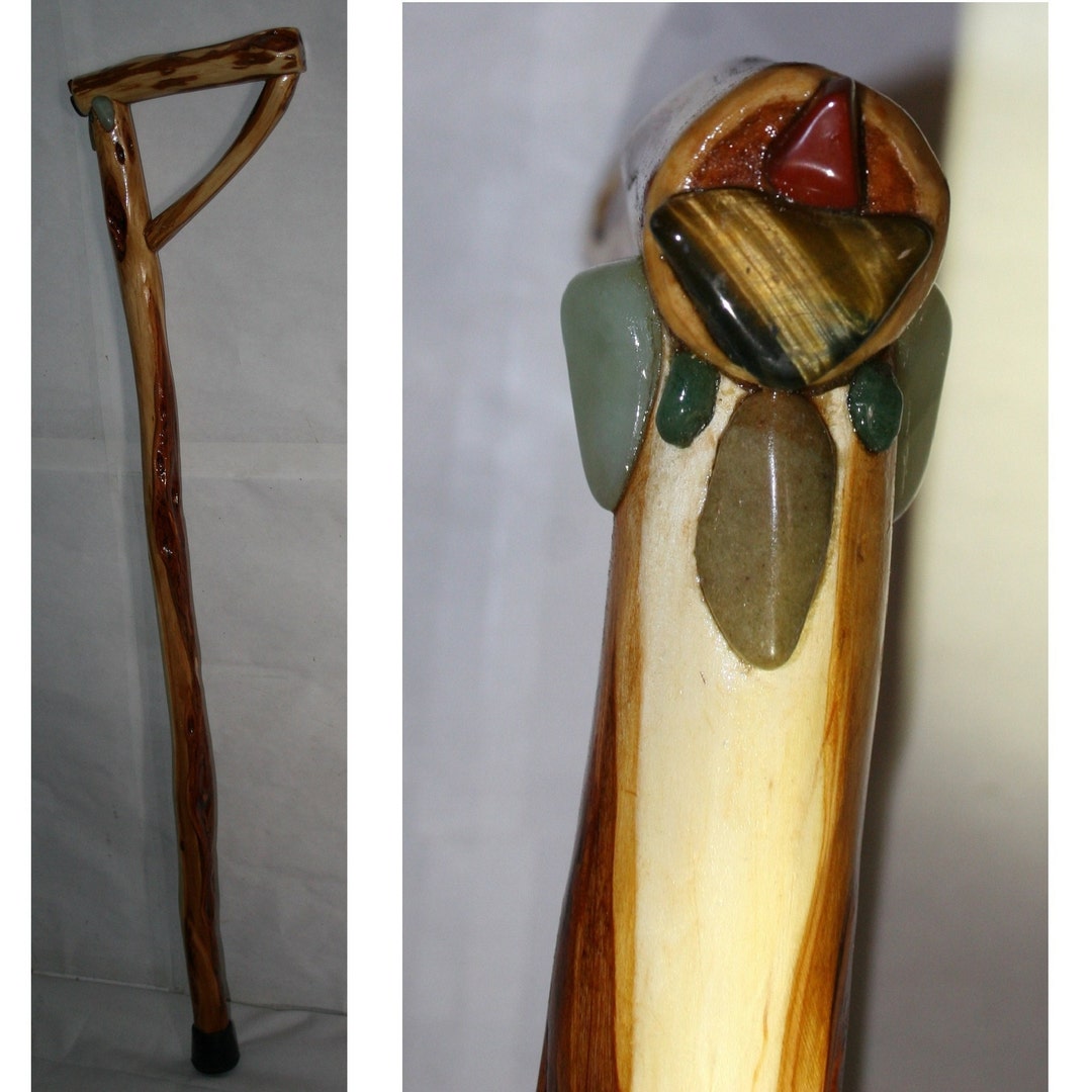 Funny Bird Cane With Handle, Tall Strong Braced, Fun Inlaid Stone ...
