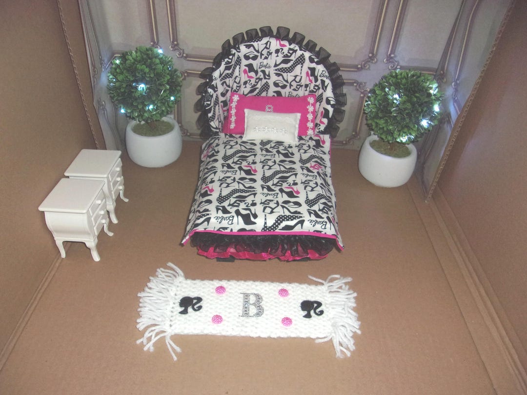 5 Pc. Handmade Barbie Shoes Twin Bed/rug Set for 30cm Blythe Dolls - Etsy