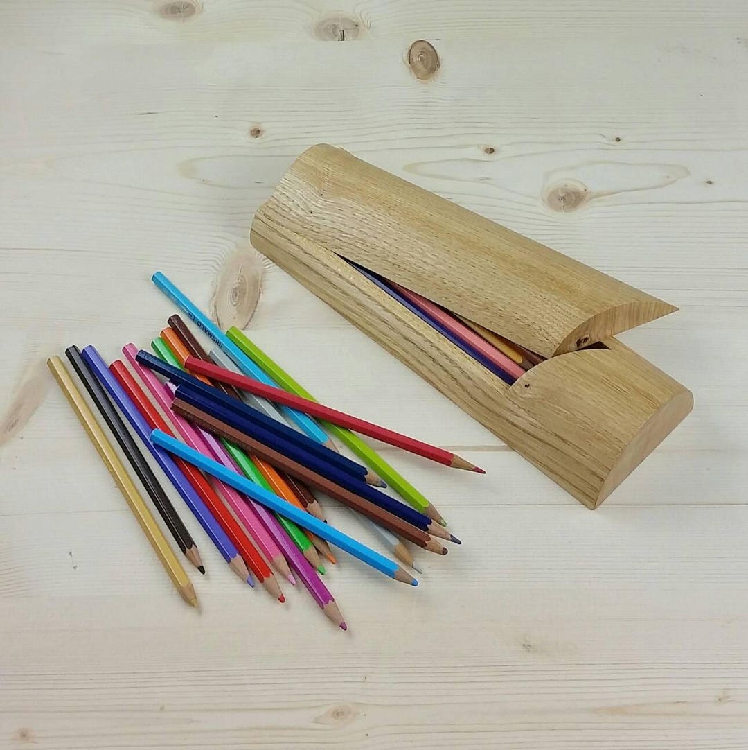 Solid Oak Wood Table Pen Case - Etsy