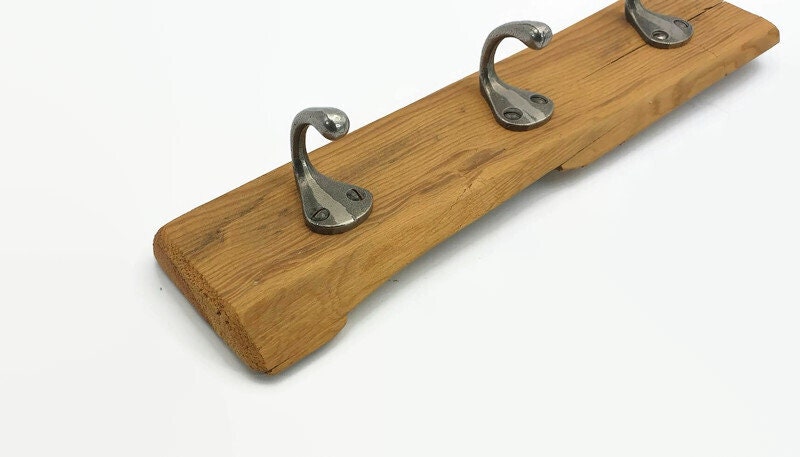 rustic wall hanger, made of reclaimed wood with 3 hooks