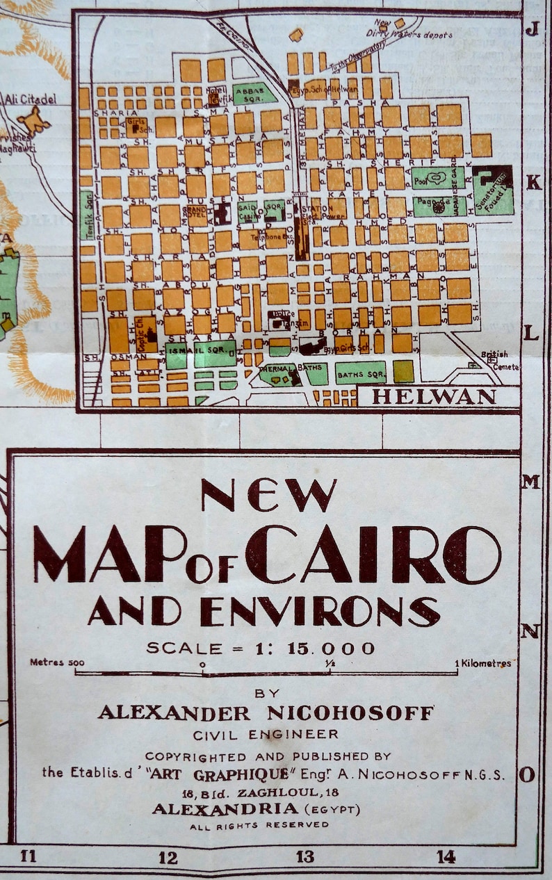 New Map of Cairo and Environs (c1935) - Etsy