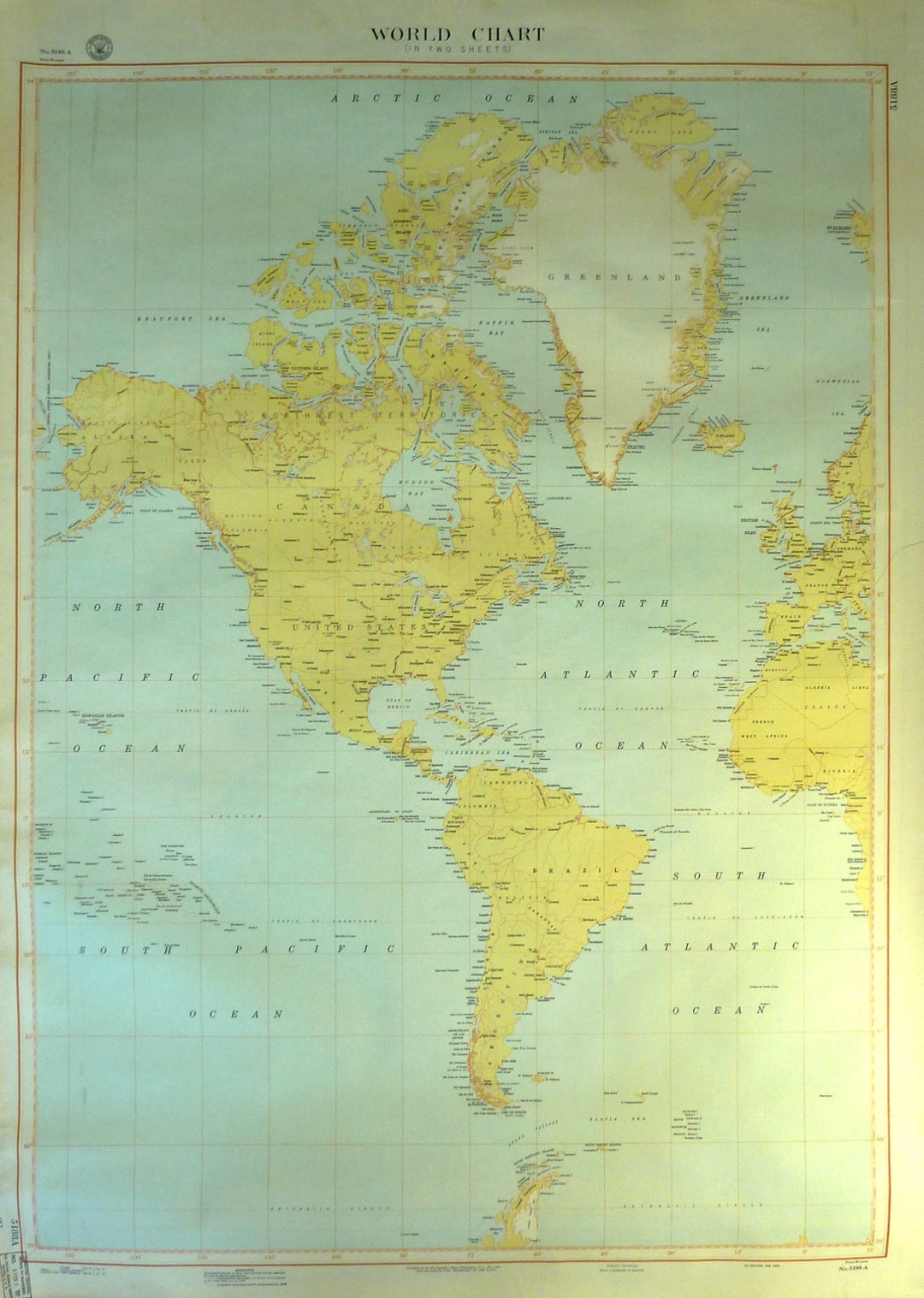 World Chart in Two Sheets (1957) - Etsy