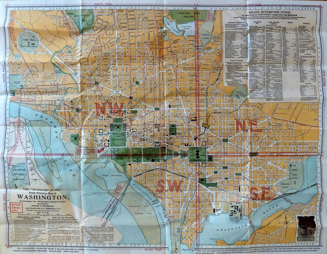 The standard Guide Ready Reference Map of Washington, DC. Original ...