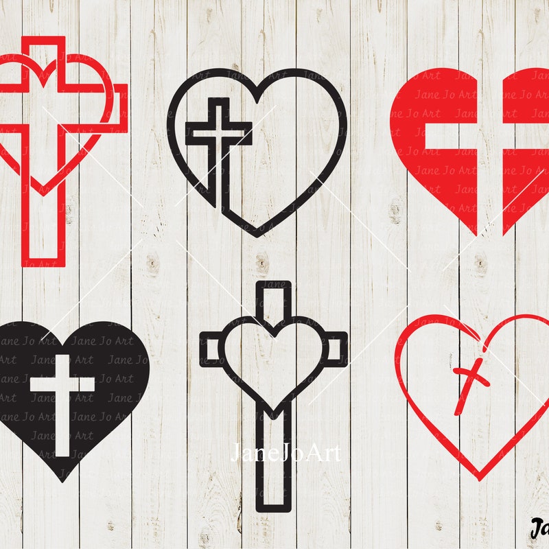 Heart With Cross Svg - Etsy