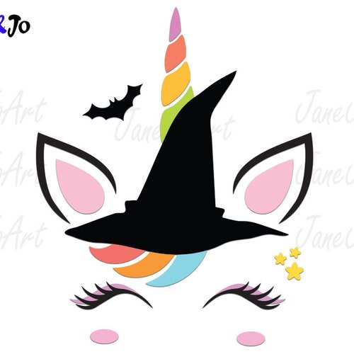 Halloween Unicorn Svg Halloween Svg Unicorn Witch Face Cricut | Etsy
