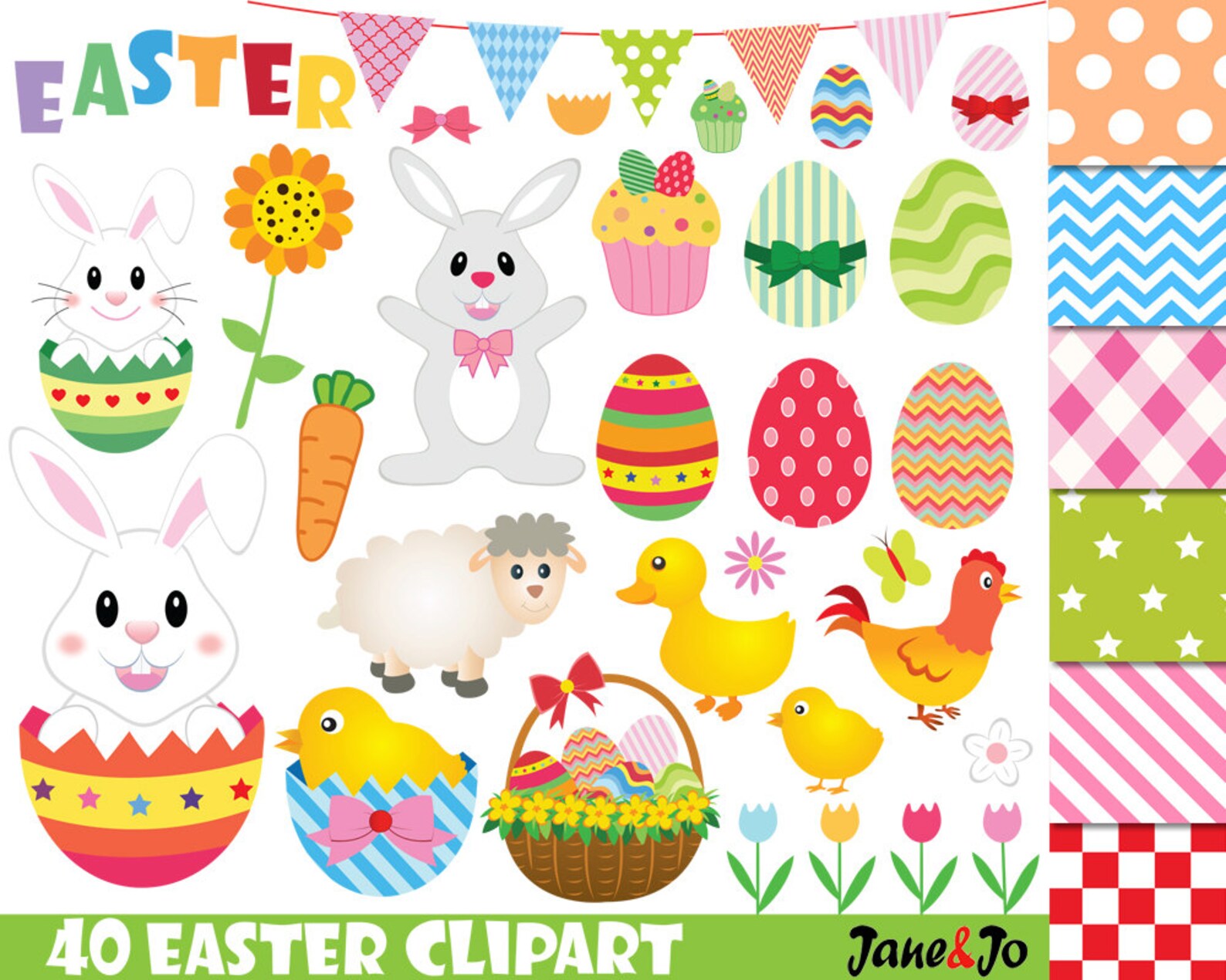 Sale Easter Clipart Easter Clip Art Easter Bunny | Etsy