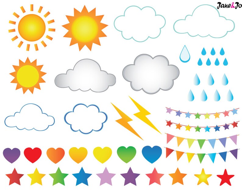 60 Rainbow Clipart,digital Rainbow Clip Art,cloud Clipart,sky Clipart ...