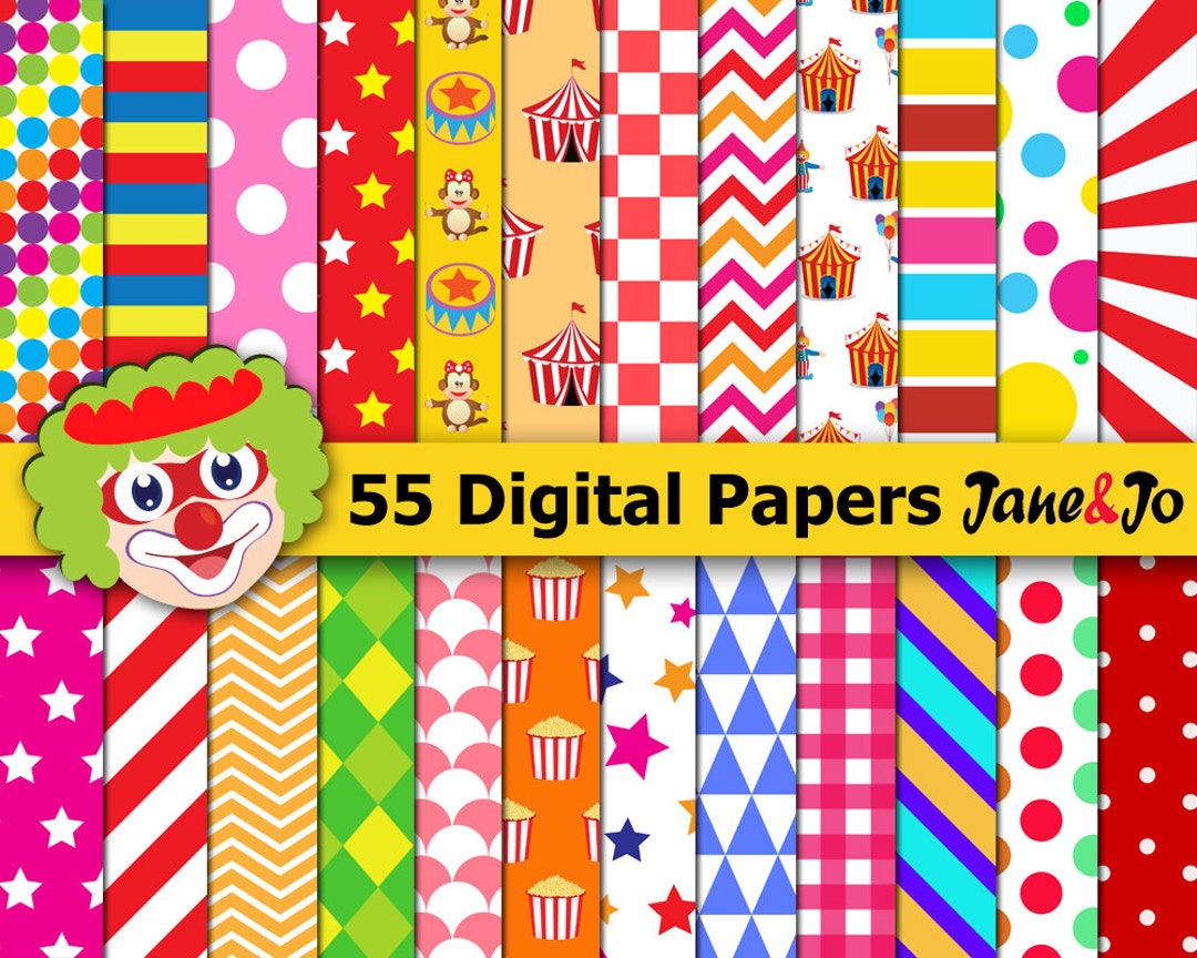 55 Circus Digital Paper,circus Background,circus Paper Pack,circus ...