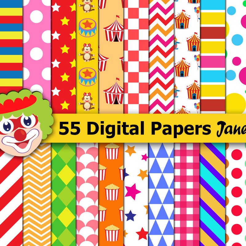 Circus Digital Paper - Etsy