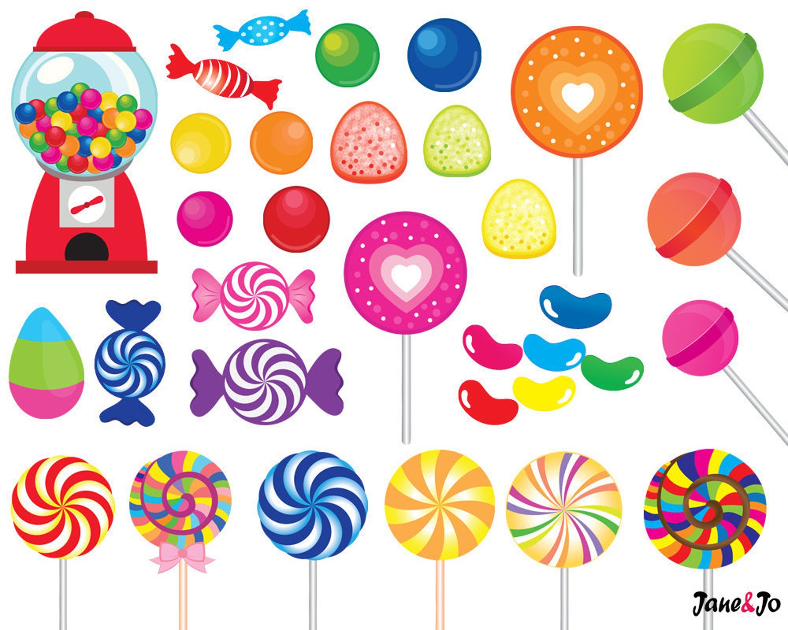 52 Candy Clipartcandy Clip Artprintablelollipop - Etsy