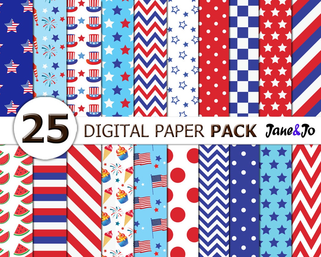 4th of July Digital Papers,independence Day Digital Papers Fourth of ...
