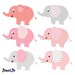 24 Elephant Clipart Pink and Grey Elephant Clip Art, Baby Elephants ...