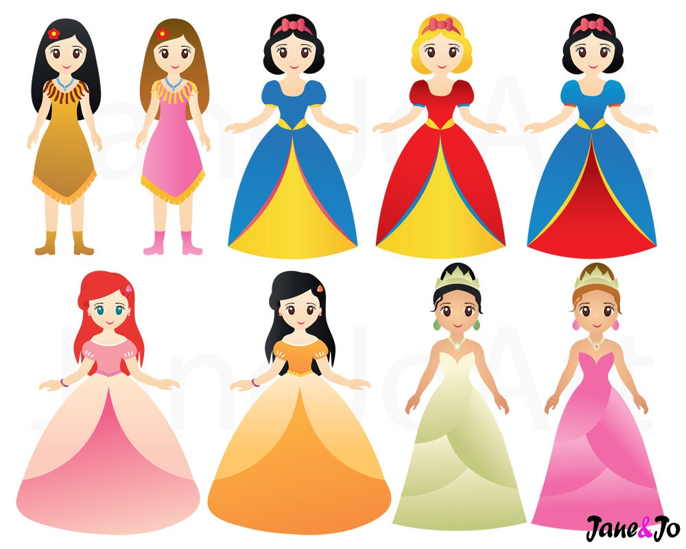 Princess Clipartprincess Clip Artfairytale Princess - Etsy