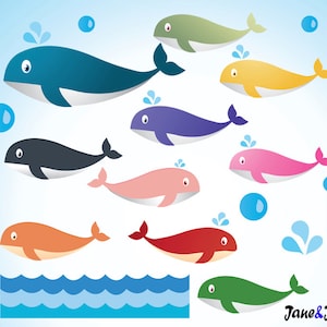 50% OFF SALE Whale Clipart , Whales Graphics , Whale Illustrator ,whale ...