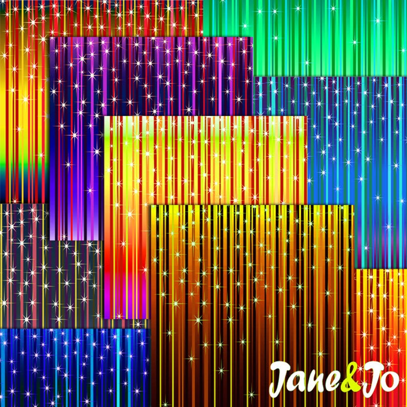 Colorful Glitter Stars Digital Papersrainbow Colored Digital - Etsy